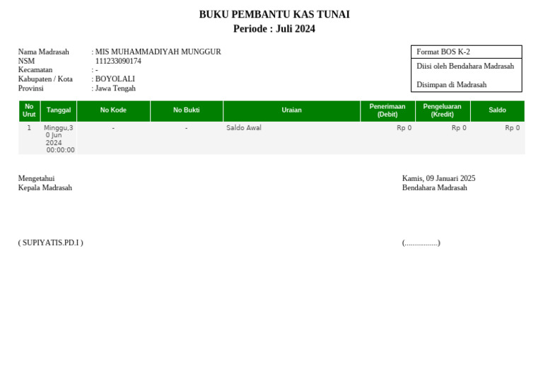 BUKU PEMBANTU KAS TUNAI JUL 24 | PDF