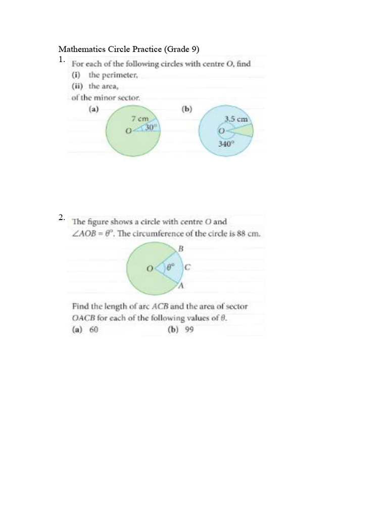 Mathematics Circle Practice | PDF