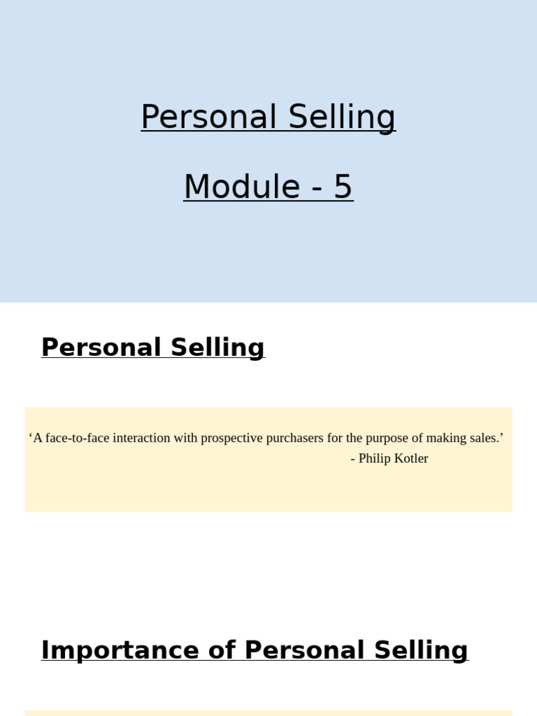 Module 5 Personal Selling | PDF | Sales | Customer