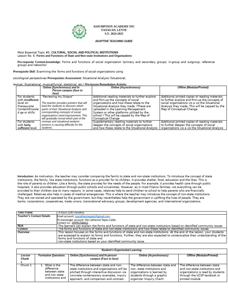 Atg Met 5 Lesson 6 Ucsp | PDF | Teachers | Concept
