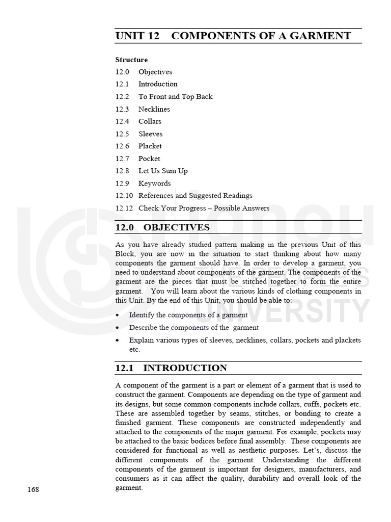 Unit-12Components of Garments | PDF | Seam (Sewing) | Clothing