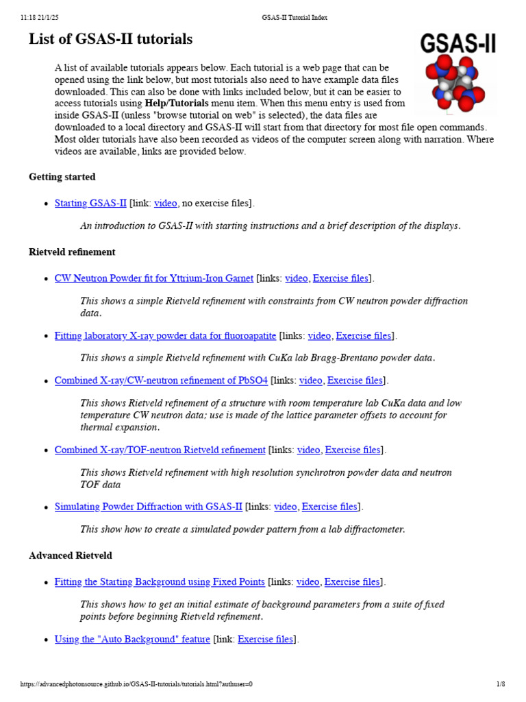 GSAS-II Tutorial Index | PDF | Monte Carlo Method | Applied And Interdisciplinary Physics