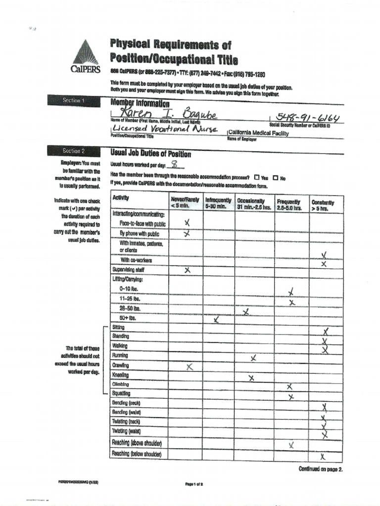 Physical Requirements of Position | PDF
