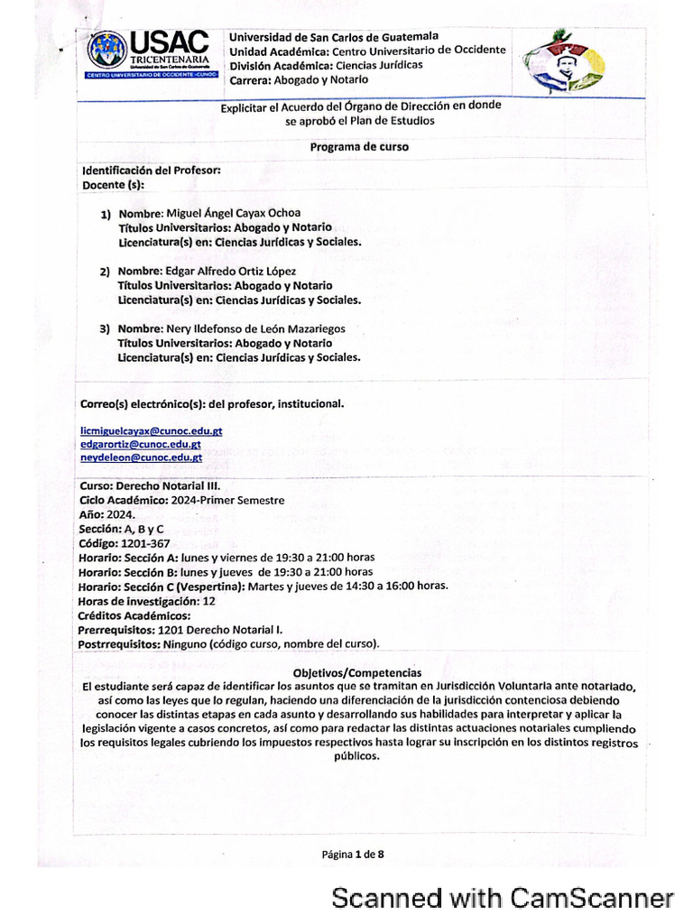 Programa de Curso Derecho Notarial Iii | PDF