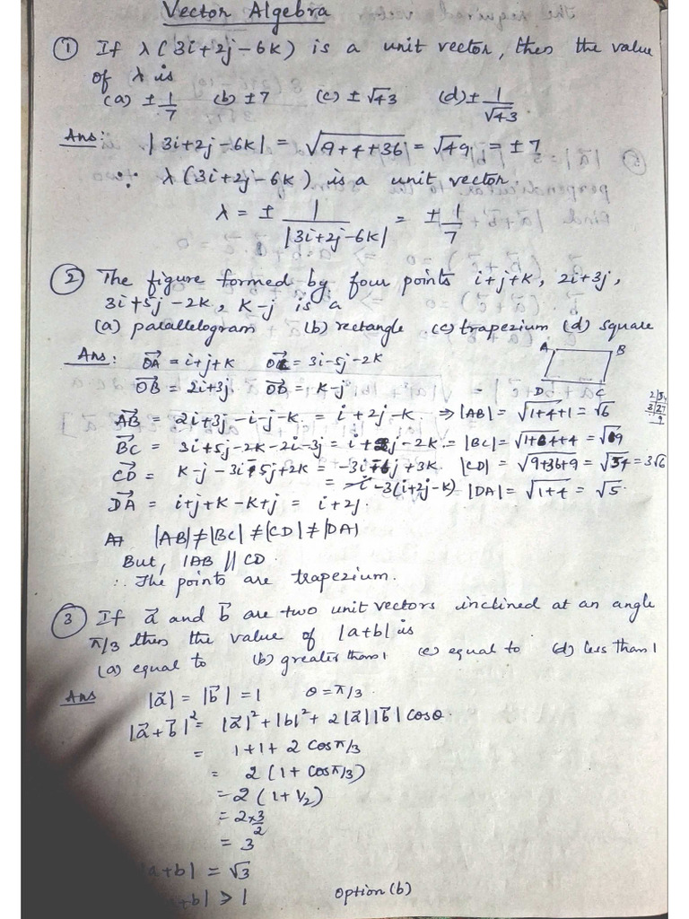 Vector Algebra | PDF