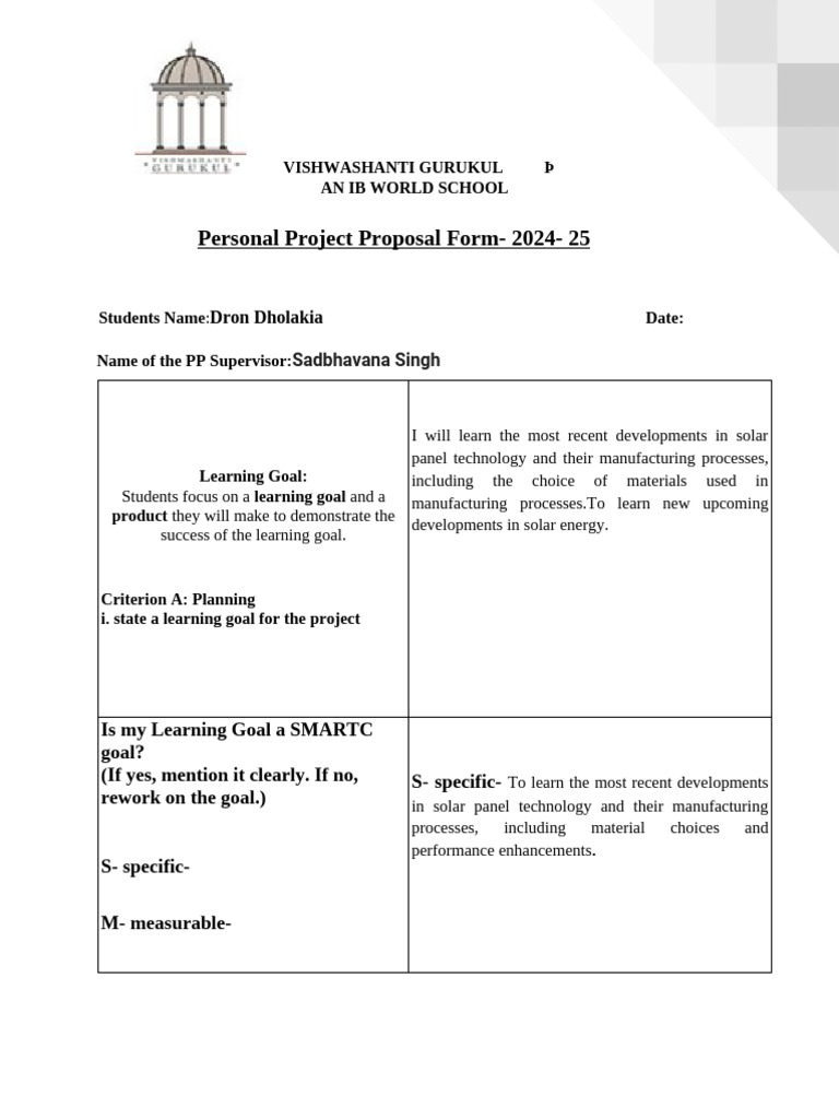 PP - Proposal Form - 2024-25 | PDF | Goal