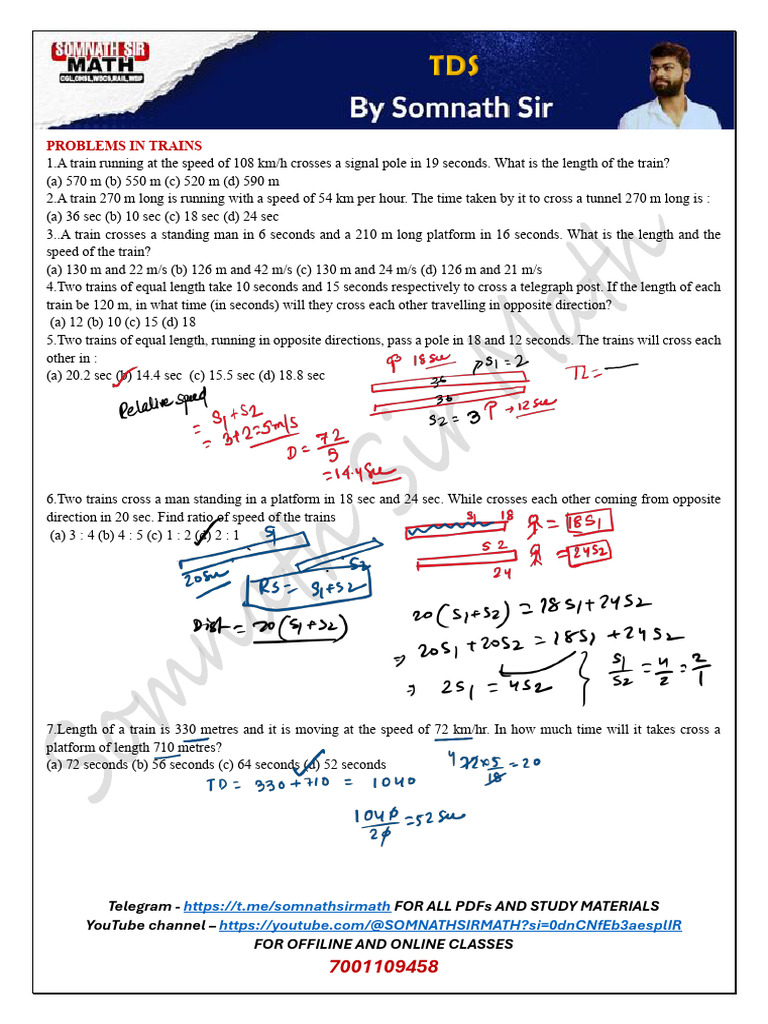 Train Problems New Tds 4 | PDF | Speed | Metrology