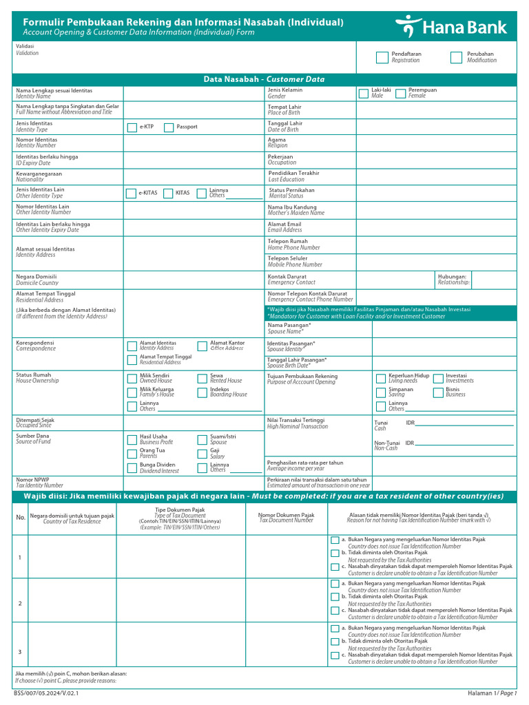 Pembukaan Rekening Dan Informasi Nasabah (Individual) BSS.007.05.2024.V ...