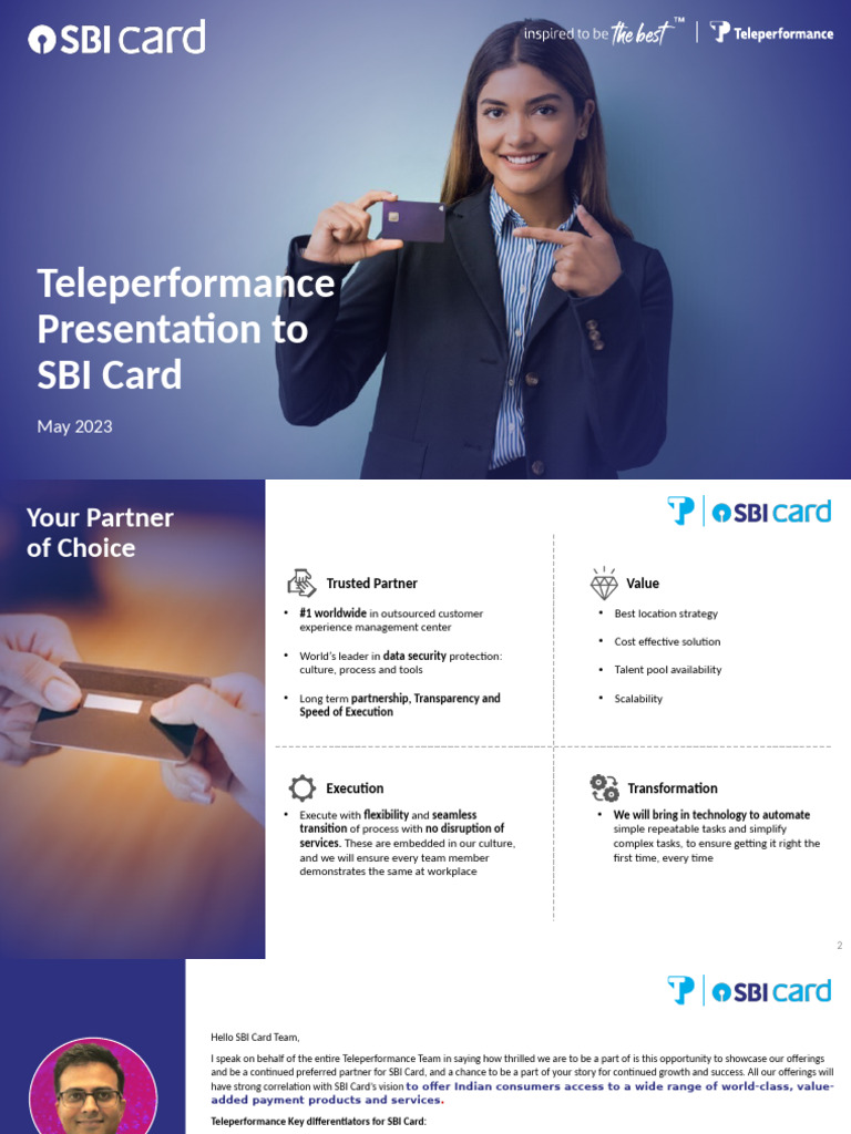 Teleperformance Presentation To SBI Cards - 10apr'23 - v3 | PDF | Banks ...