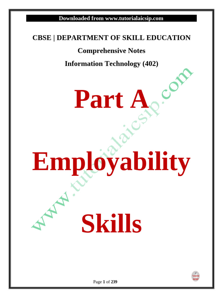 Study Material Information Technoogy Class 10 - TutorialAICSIP | PDF | Nonverbal Communication ...