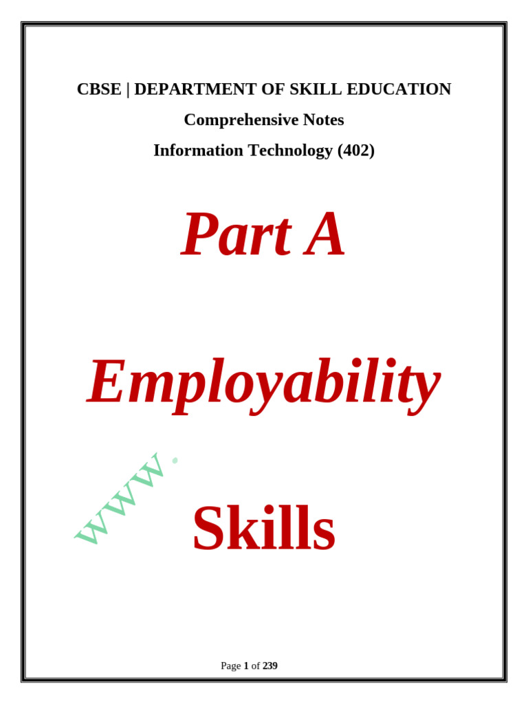 Study Material Information Technoogy Class 10 - TutorialAICSIP | PDF | Communication | Nonverbal ...