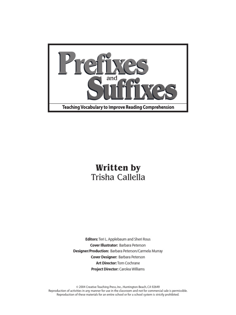 Prefixes Suffixes | PDF | Reading Comprehension | Vocabulary