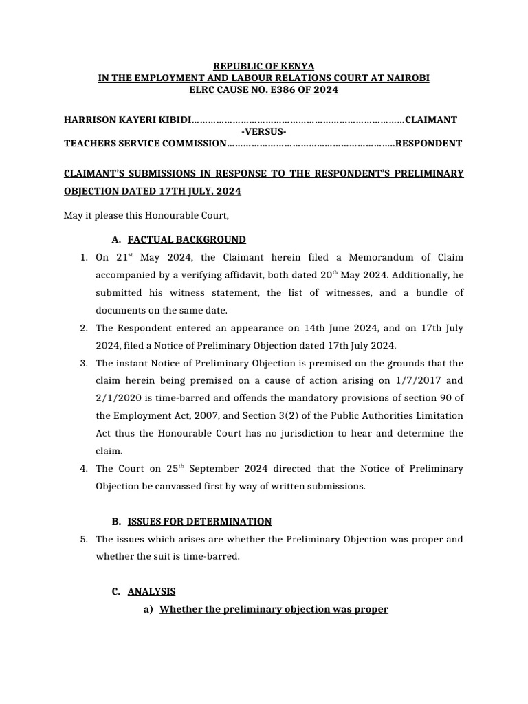 Preliminary Objection | PDF | Lawsuit | Jurisdiction