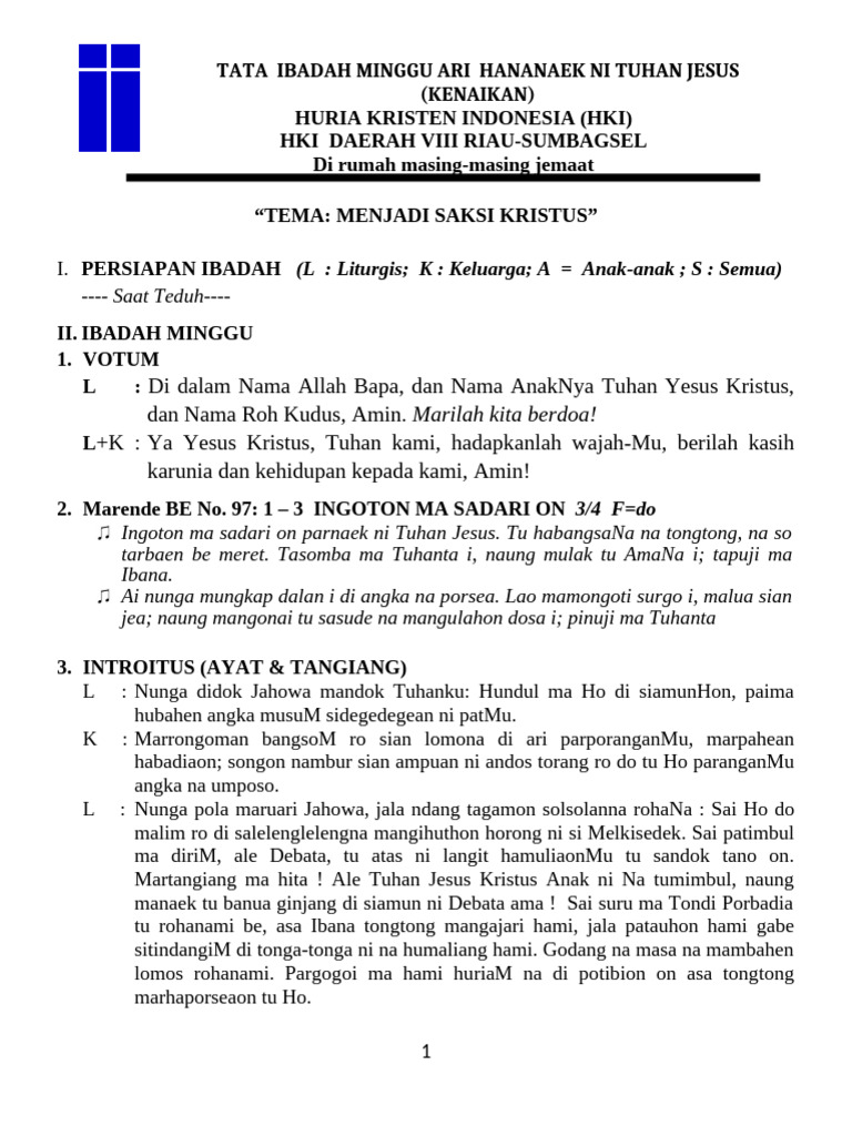 Tata Ibadah Ari Hananaek 13 Mei 2021 | PDF