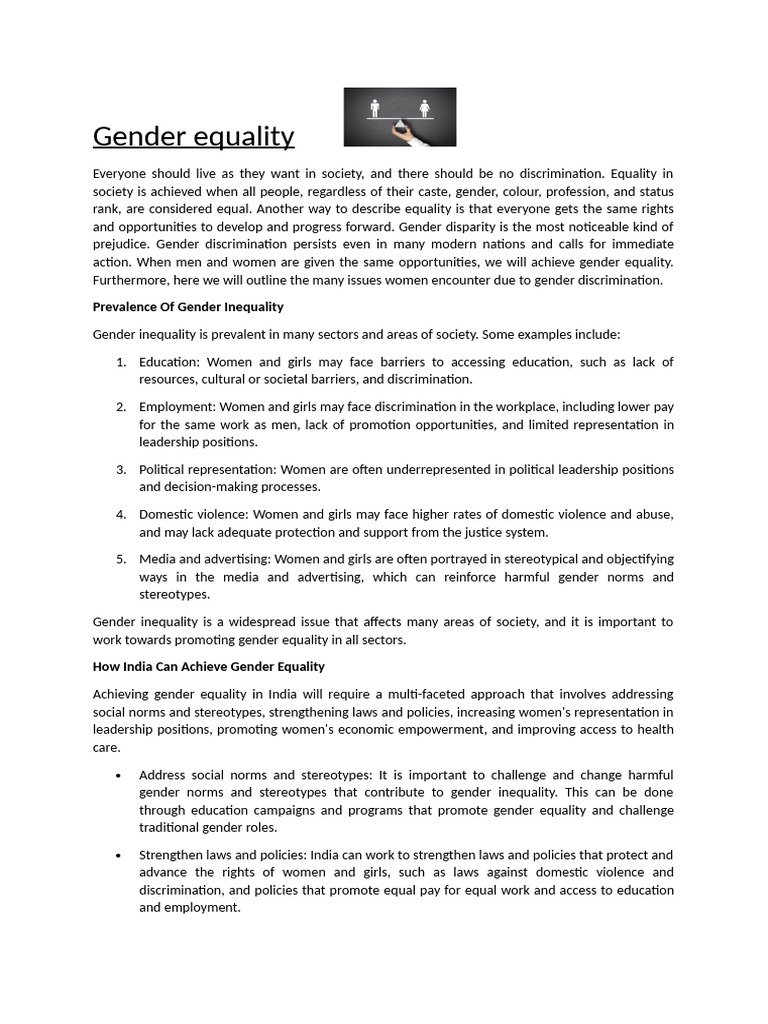 Gender Equality | PDF | Gender Studies | Gender Equality
