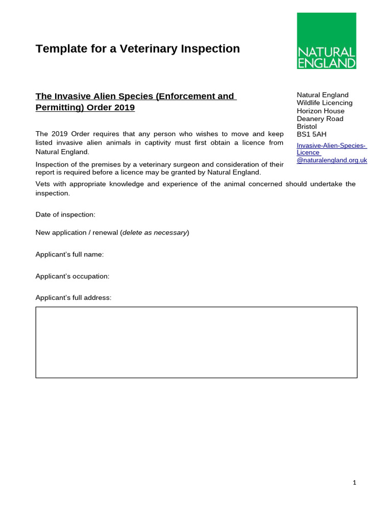 Ias Veterinary Inspection Form | PDF | License