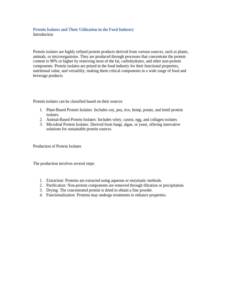 Protein Isolates Complete | PDF | Proteins | Foods