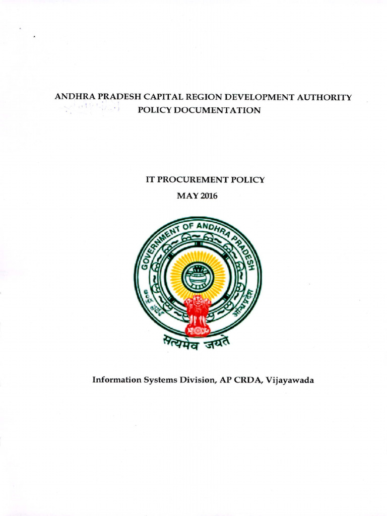APCRDA IT Procurement Policy 2016 | PDF | Procurement