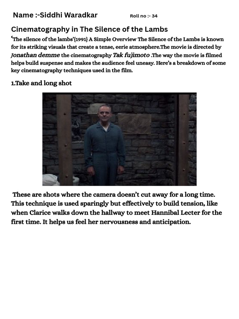 Cinematography Techniques in Silence of the Lambs | PDF | Cinematography