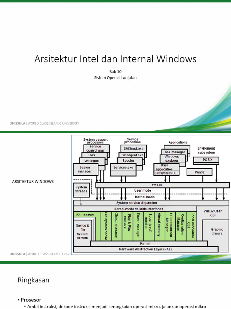 PERTEMUAN #12 the Intel Architecture and Windows Internals Chapter 10 Advanced Operating | PDF
