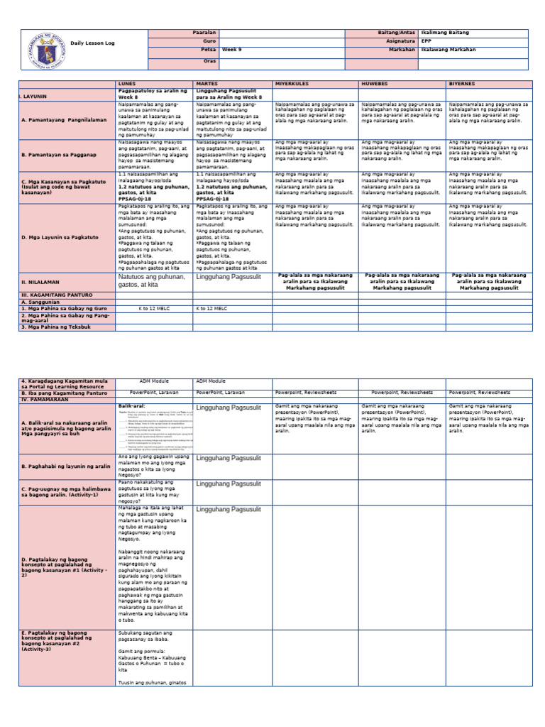 DLL Week 9 Epp | PDF