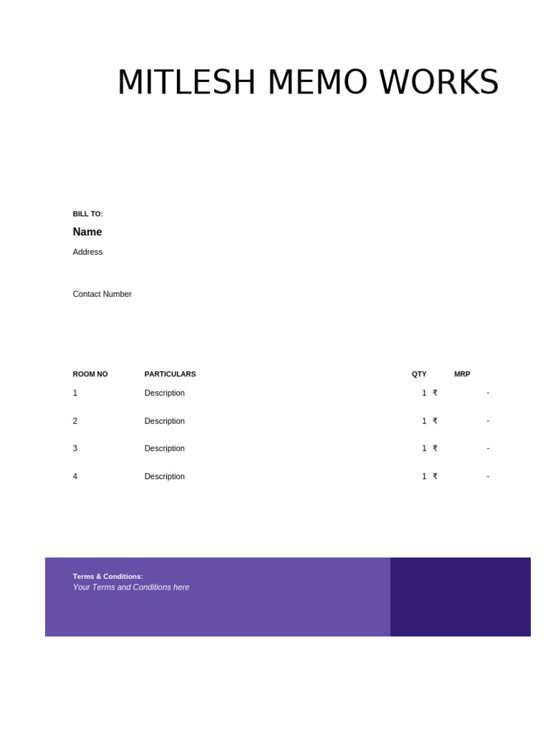 Cash Memo Template for Billing | PDF