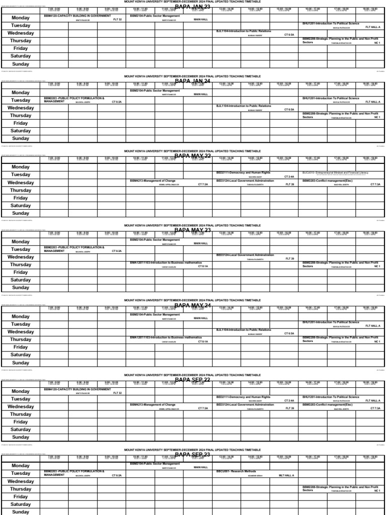 Thika Campus All Progs Sep-Dec 2024 Teaching | PDF