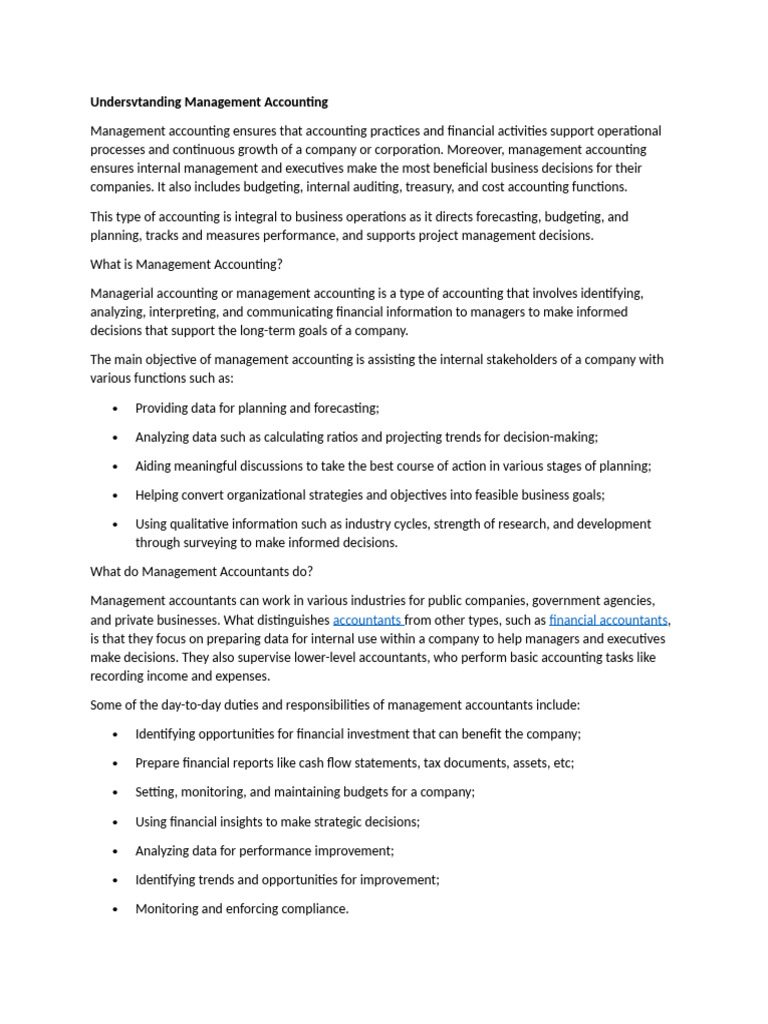 Understanding Management Accounting Basics | PDF | Management ...