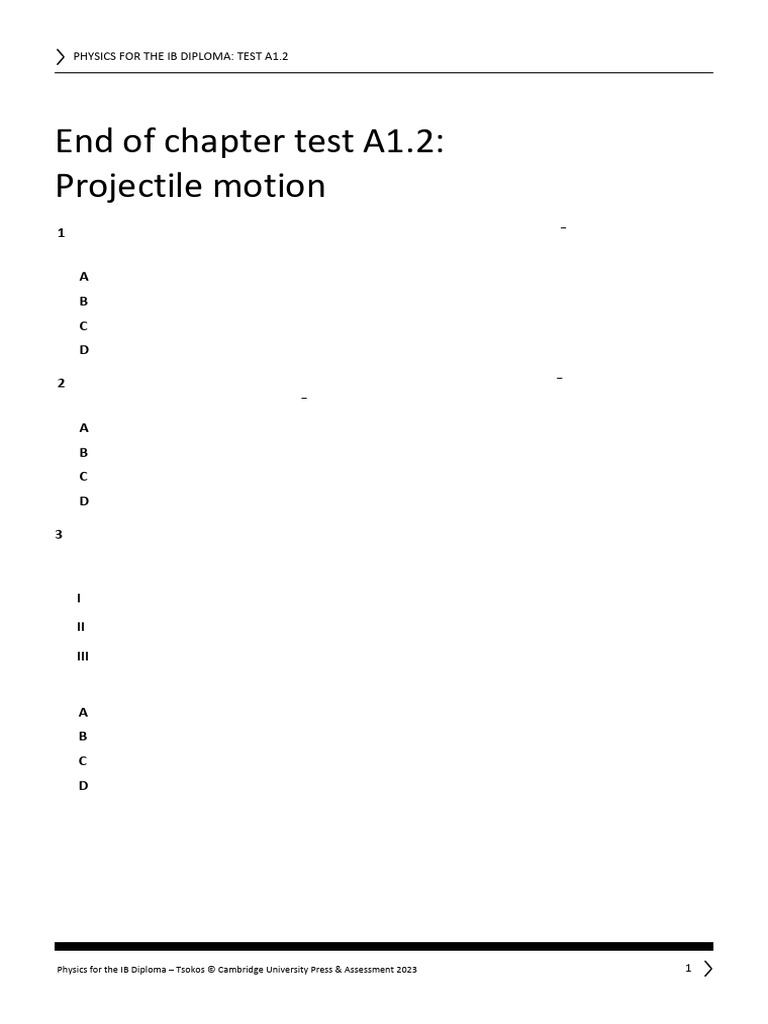 Quiz A1.2 Projectile motion | PDF | Projectiles | Classical Mechanics