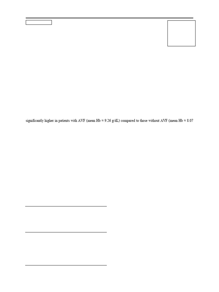 Association Between AVF and HB Levels in ESRD Patients | PDF | Chronic ...