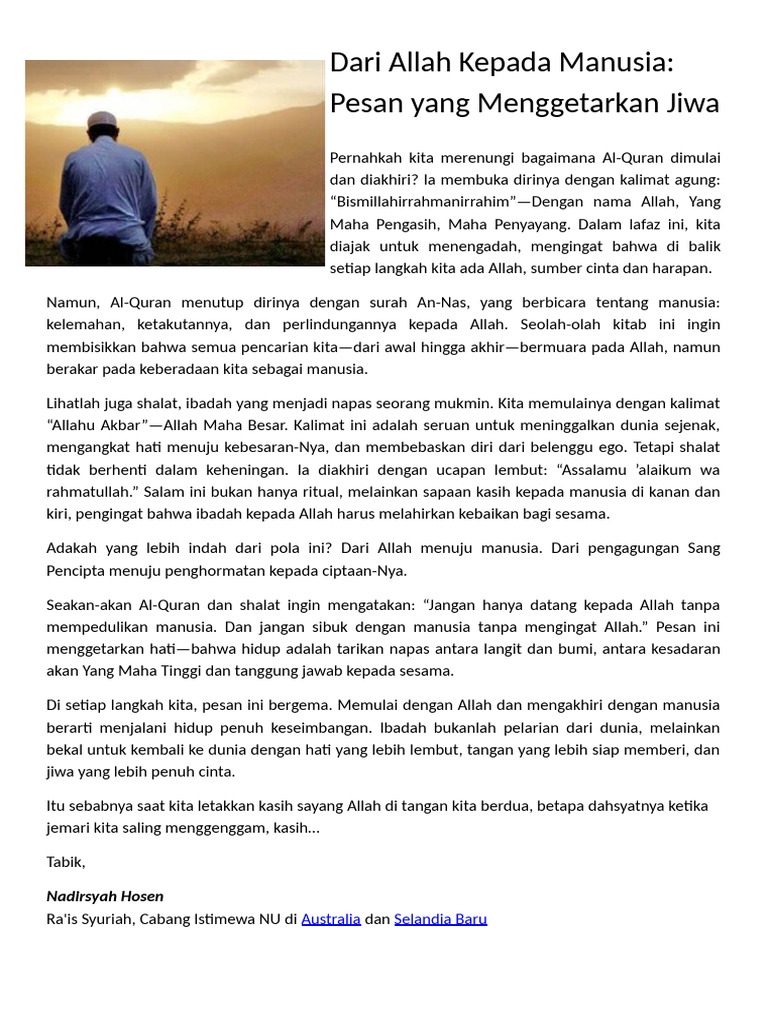 Mading Masjid 1 Dari Allah Kepada Manusia | PDF