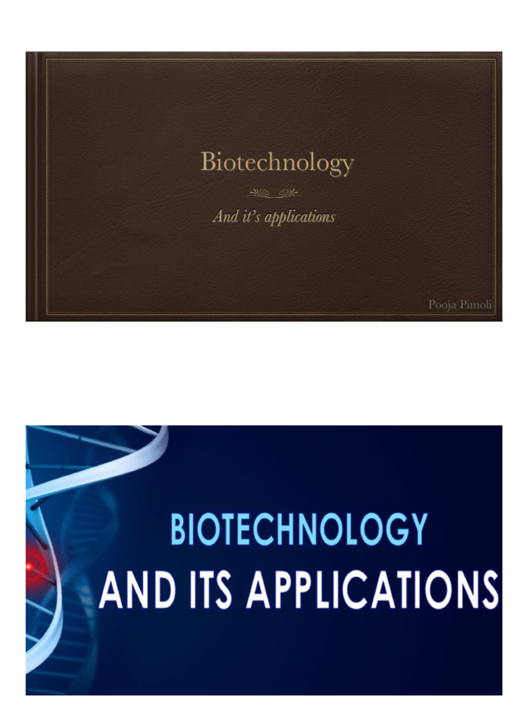 Biotechnology and Its Applications | PDF