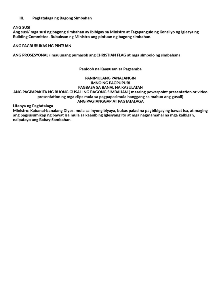 Pagtatalaga NG Bagong Simbahan | PDF