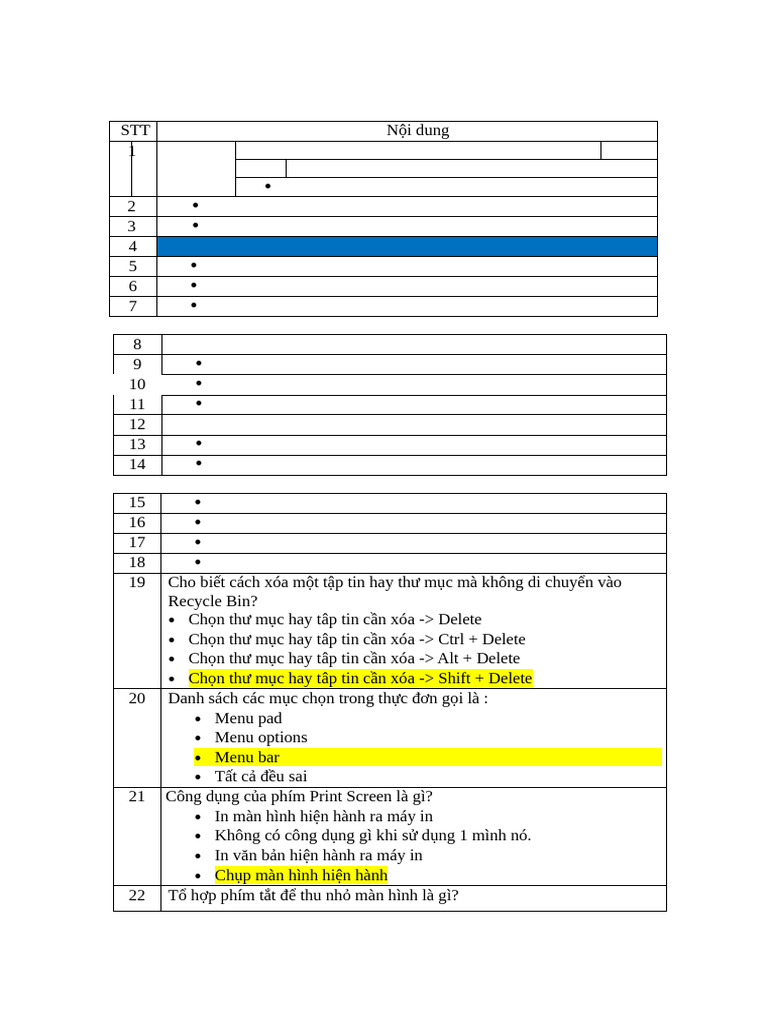 Cau Hoi Trac Nghiem Thcs 1 | PDF