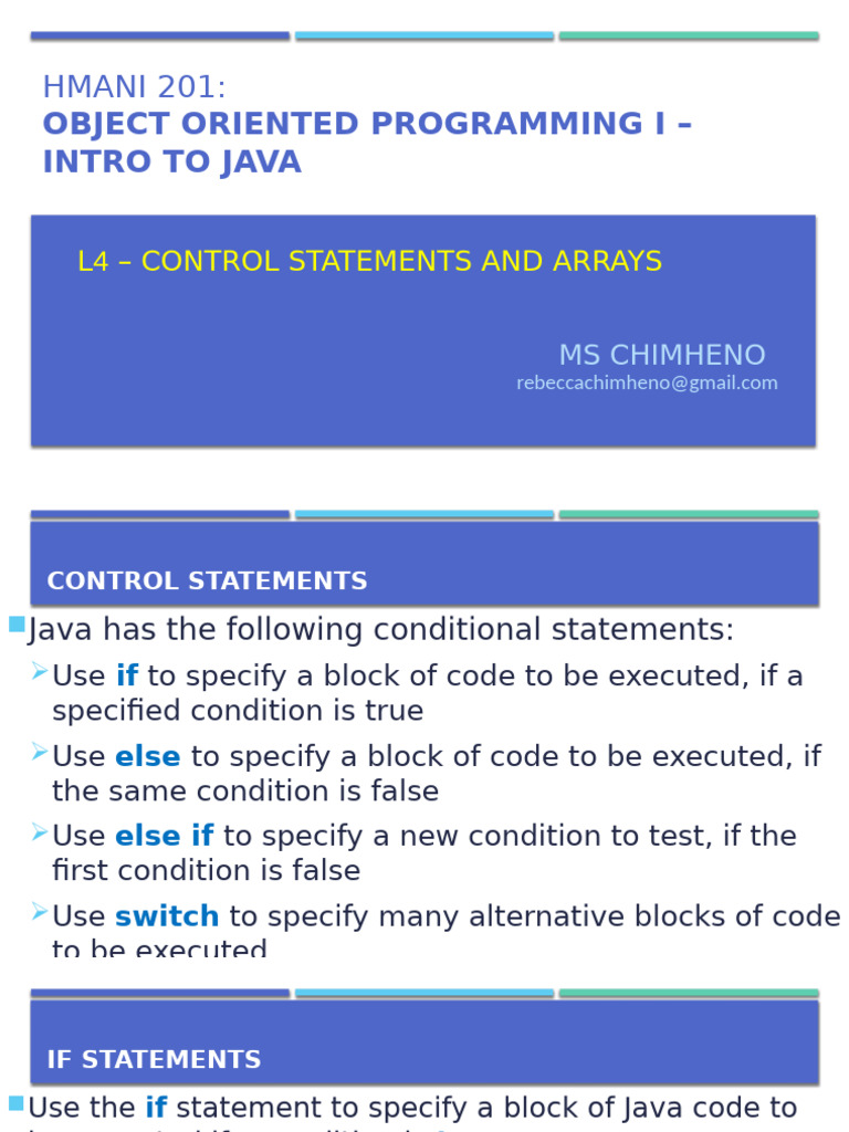 L4 - Control Statements and Arrays | PDF | Control Flow | Software Development