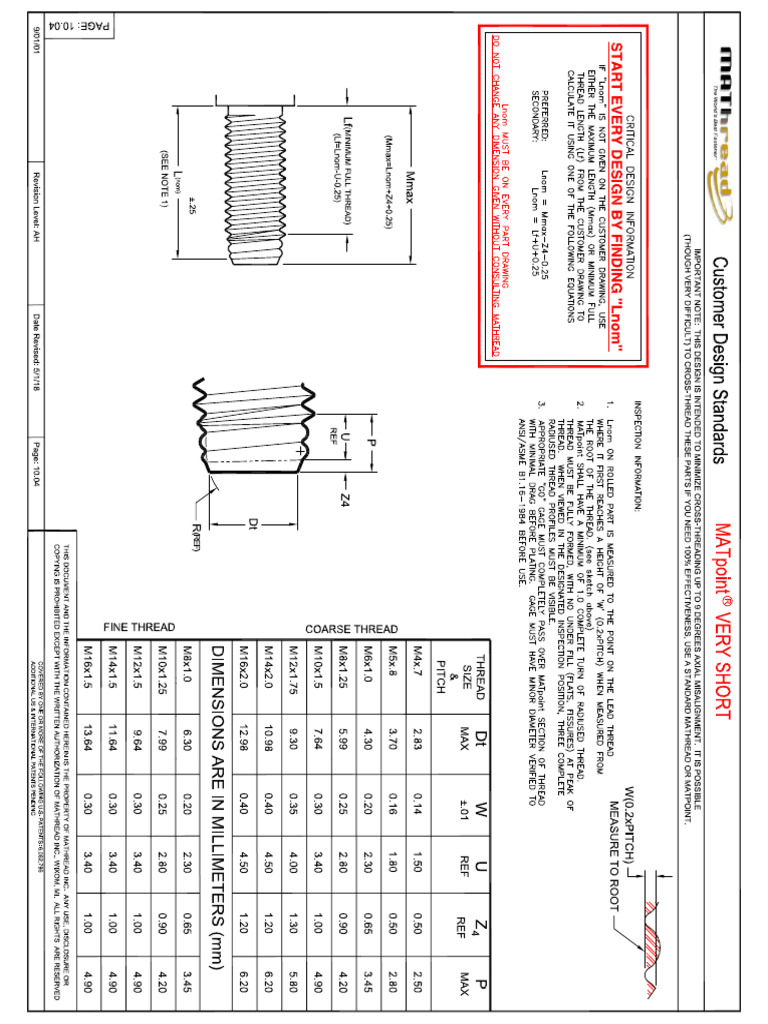 MAThread Very Short Metric Coarse | PDF