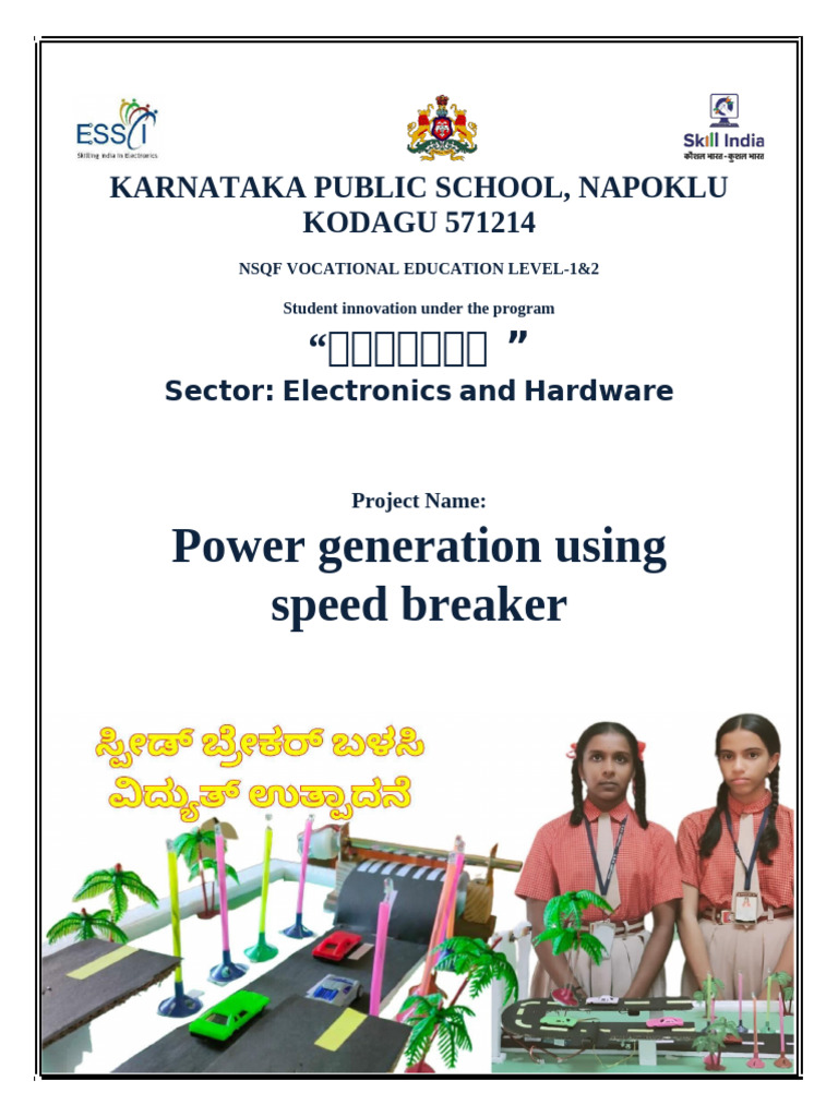 Janavi & Mufeeda (Power Generation Using Speed Breaker) | PDF | Electric Motor | Energy Development