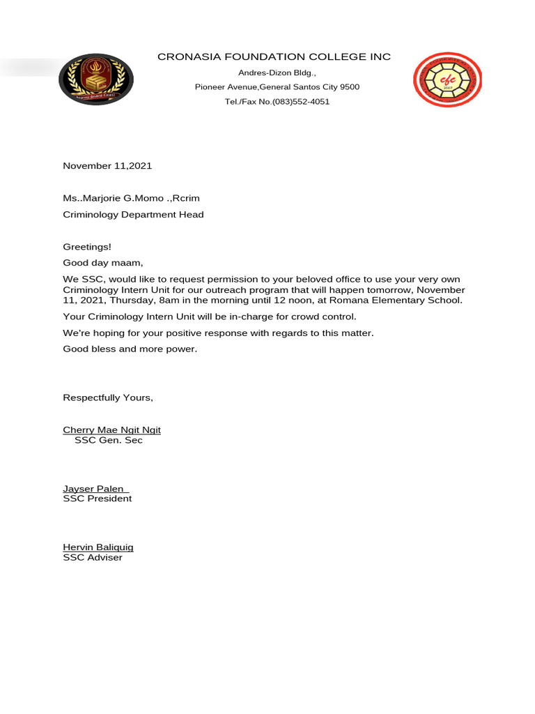 CRONASIA FOUNDATION COLLEGE INC Ciu | PDF