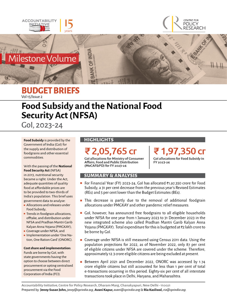 Food Subsidy Allocations FY 2023-24 Analysis | PDF | Economies ...