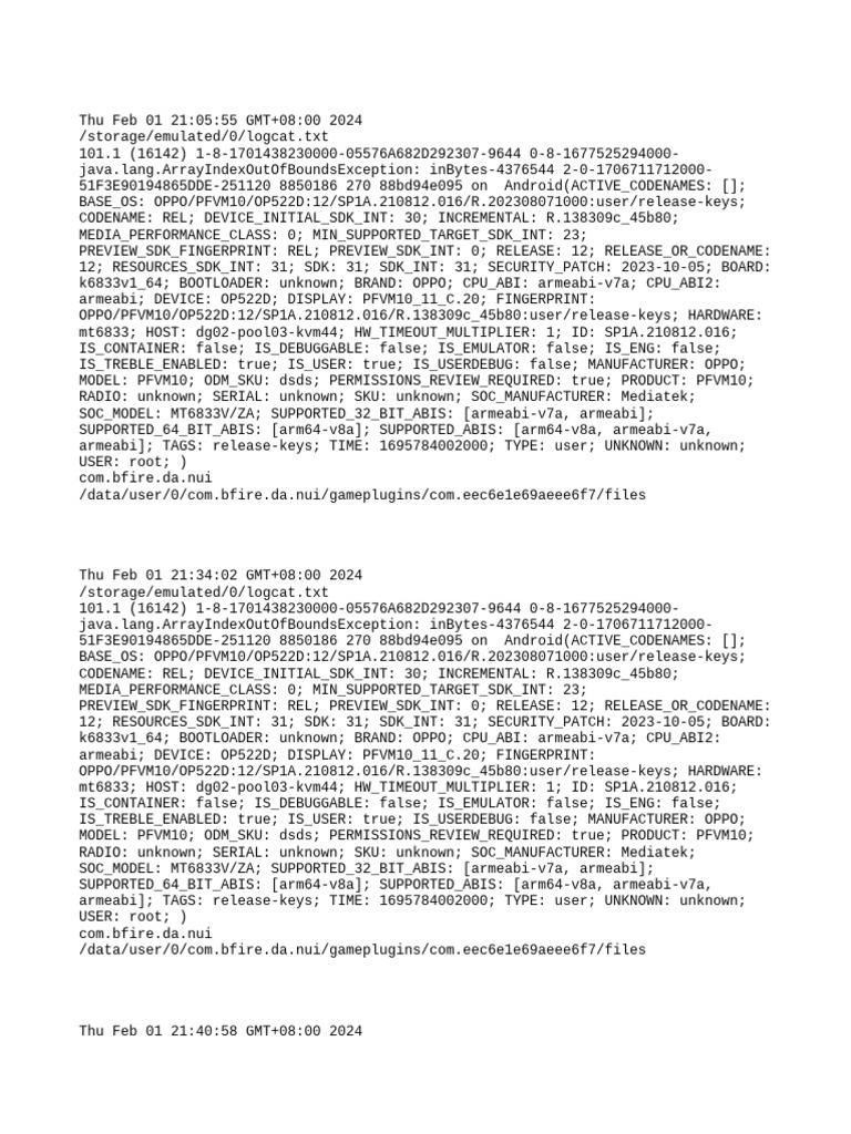 OPPO PFVM10 Logcat Error Report | PDF | Android (Operating System) | Text File