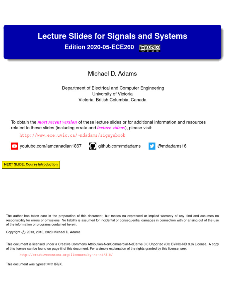 Lecture Slides | PDF | License | Communications System