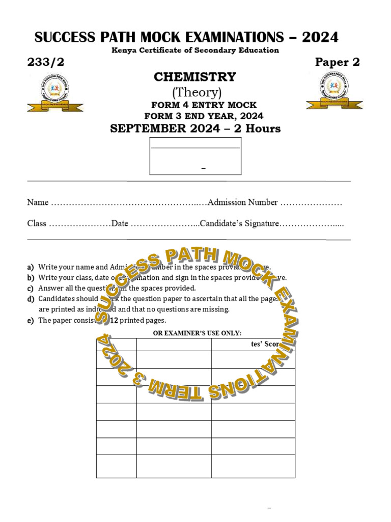 Succ Path Chem PP2 F3 End Yr 24-2 | PDF | Nitric Acid | Physical Sciences