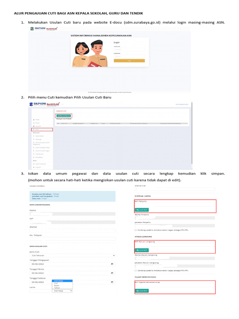 Alur Pengajuan Cuti Bagi Asn Kepala Sekolah, Guru Dan Tendik | PDF