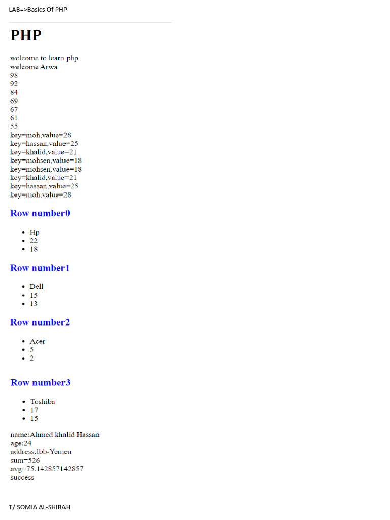 Lab1 - Basics of PHP | PDF