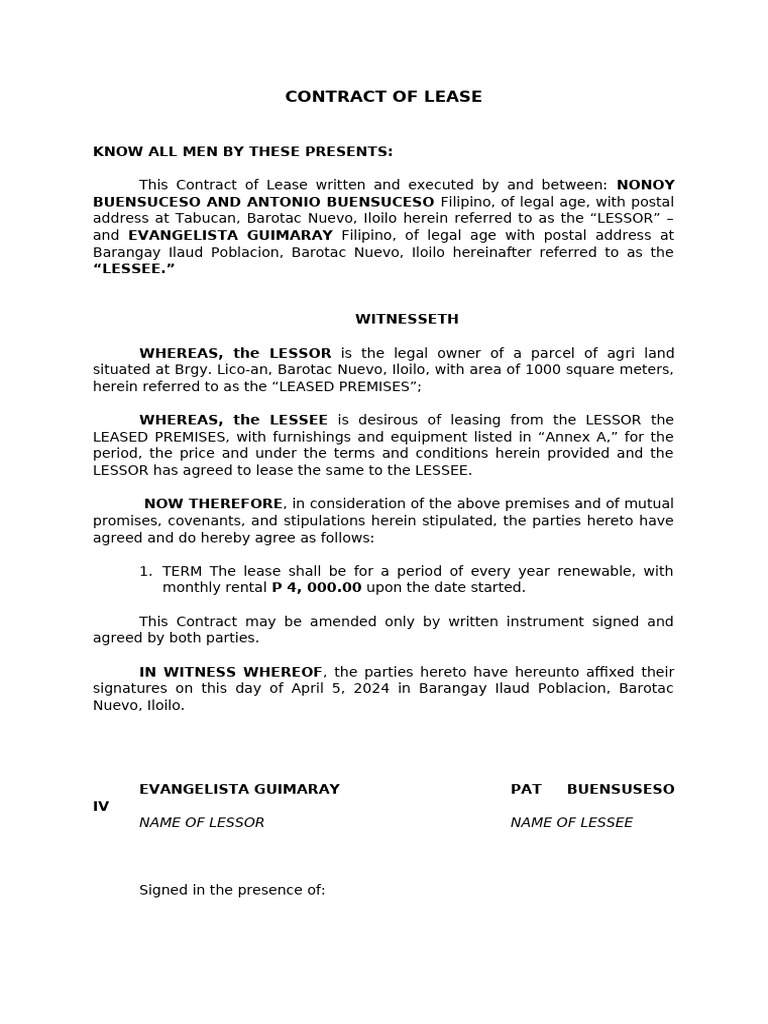 CONTRACT OF LEASE | PDF