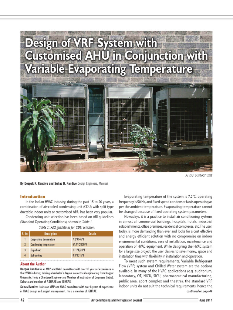 Esign of VRF System With Customised AHU | PDF | Air Conditioning ...