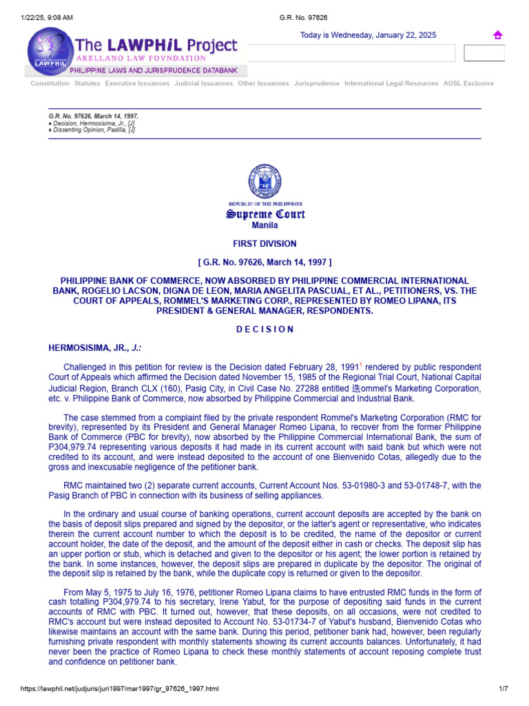 Philippine Bank of Commerce vs. CA, 269 SCRA 695 | PDF | Negligence | Damages