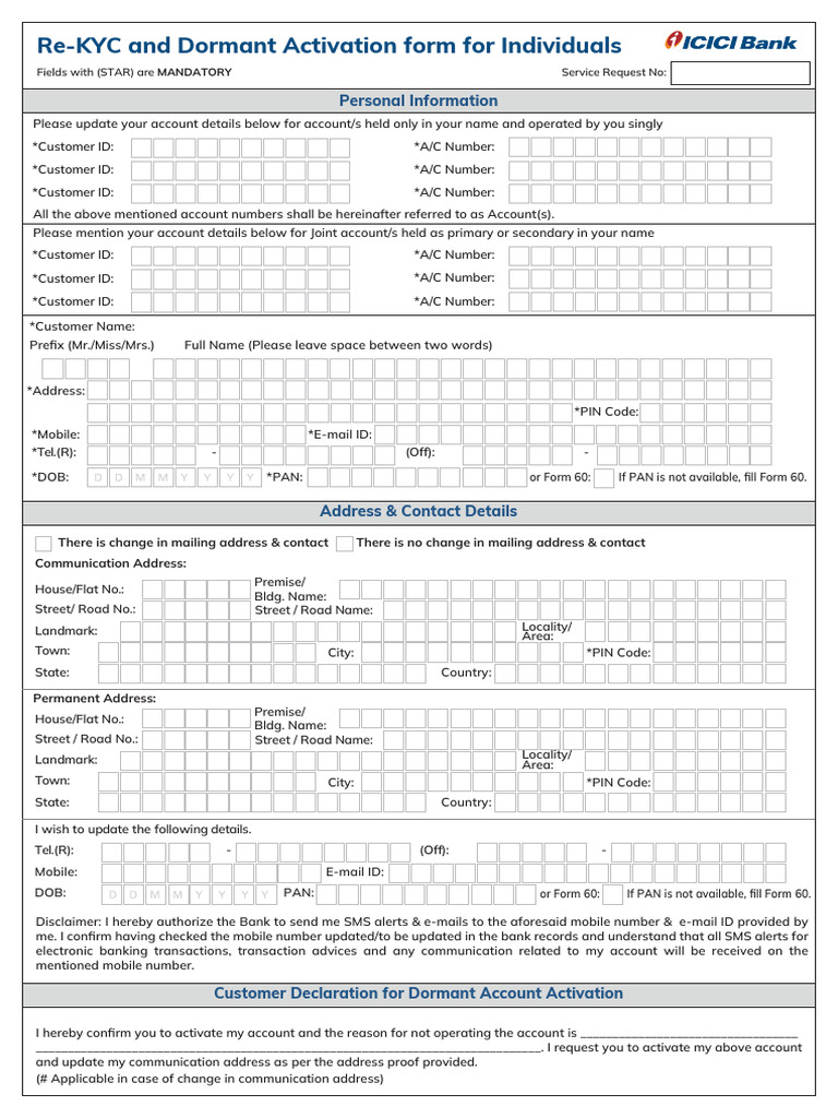 Customer Information Updation Form Individual Customers | PDF ...