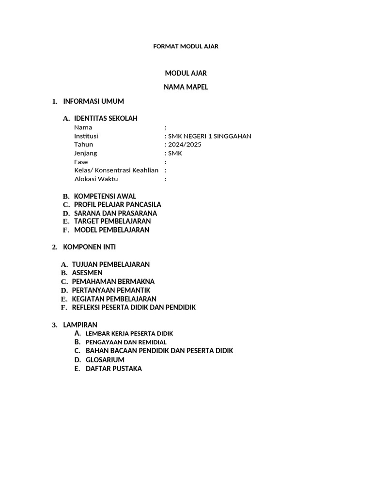 10. Format Modul Ajar | PDF