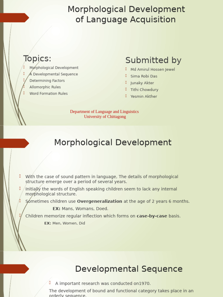 Morphological Development of Language Acquisition | PDF | Morphology (Linguistics) | Word